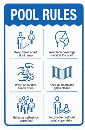Pool Rules Sign, Social Distancing Pool Warning Sign, Pool Rules ...