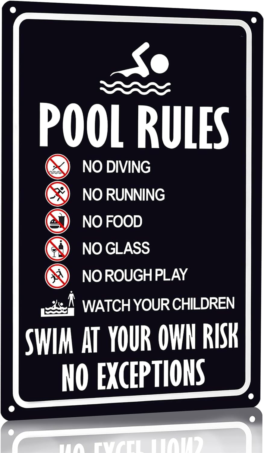Pool Rules Sign Warning Swim At Your Own Risk Vintage Tin Sign for ...