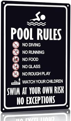 Pool Rules Sign Warning Swim At Your Own Risk Vintage Tin Sign for ...