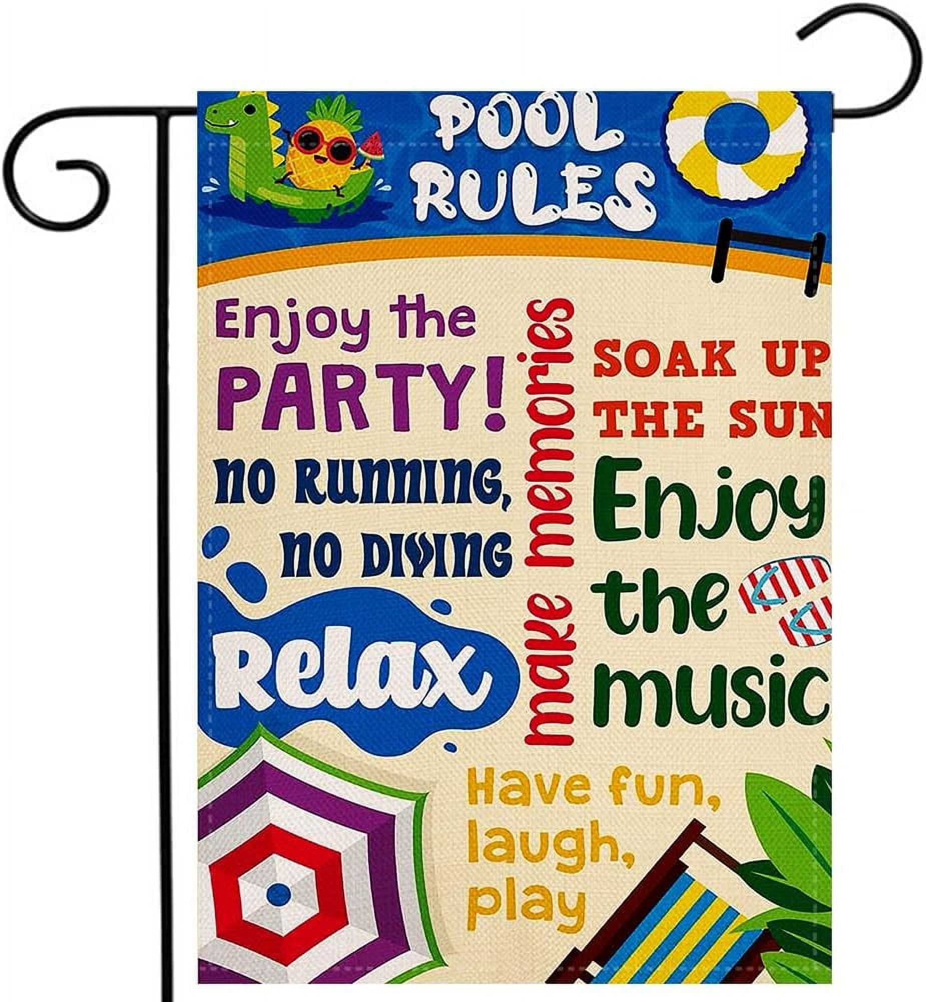 Pool Rules Slogan Garden Flag Vertical Double Sized Making Memories ...