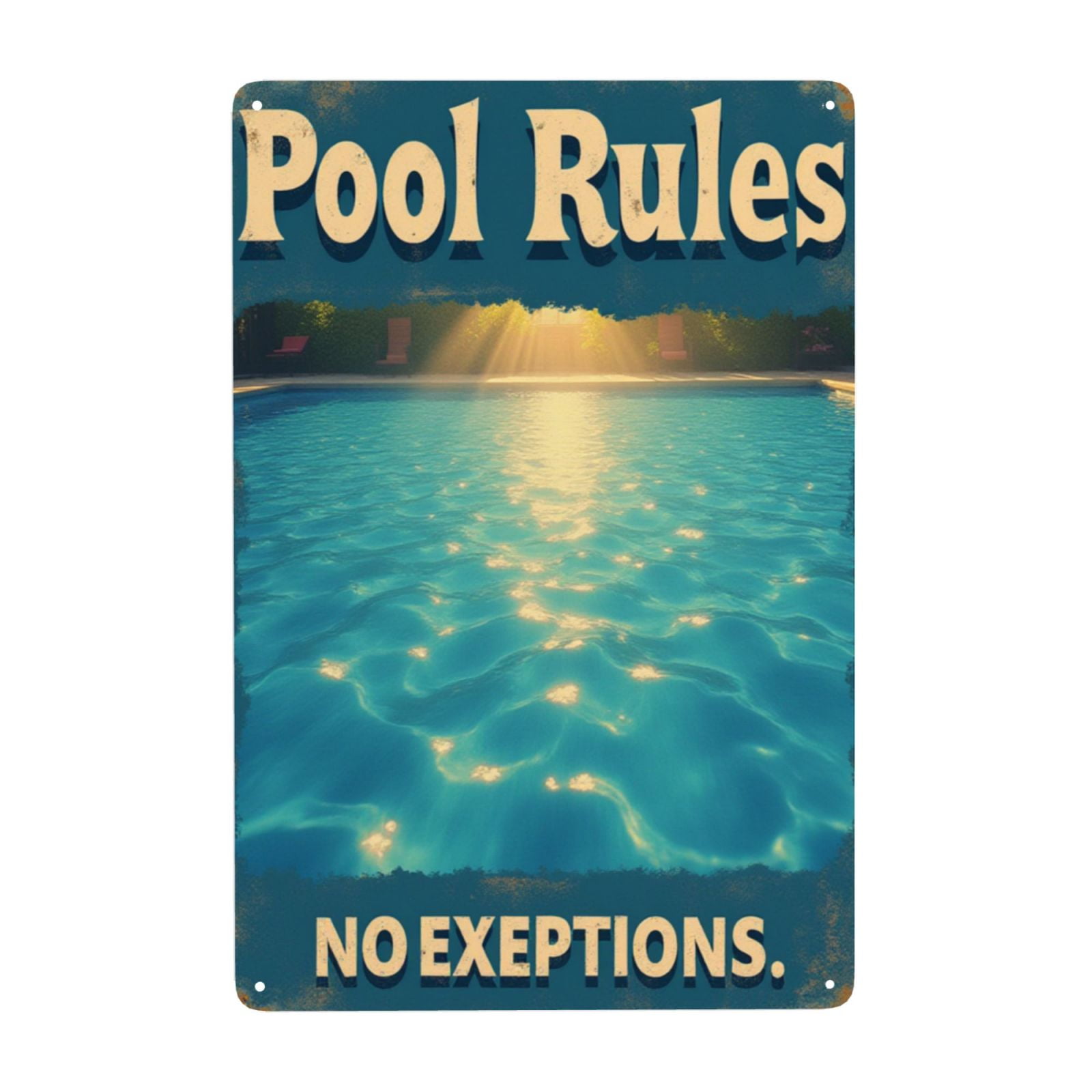 Pool Rules Tin Sign Swim At Your Own Risk Swimming Pool Safety Warning ...