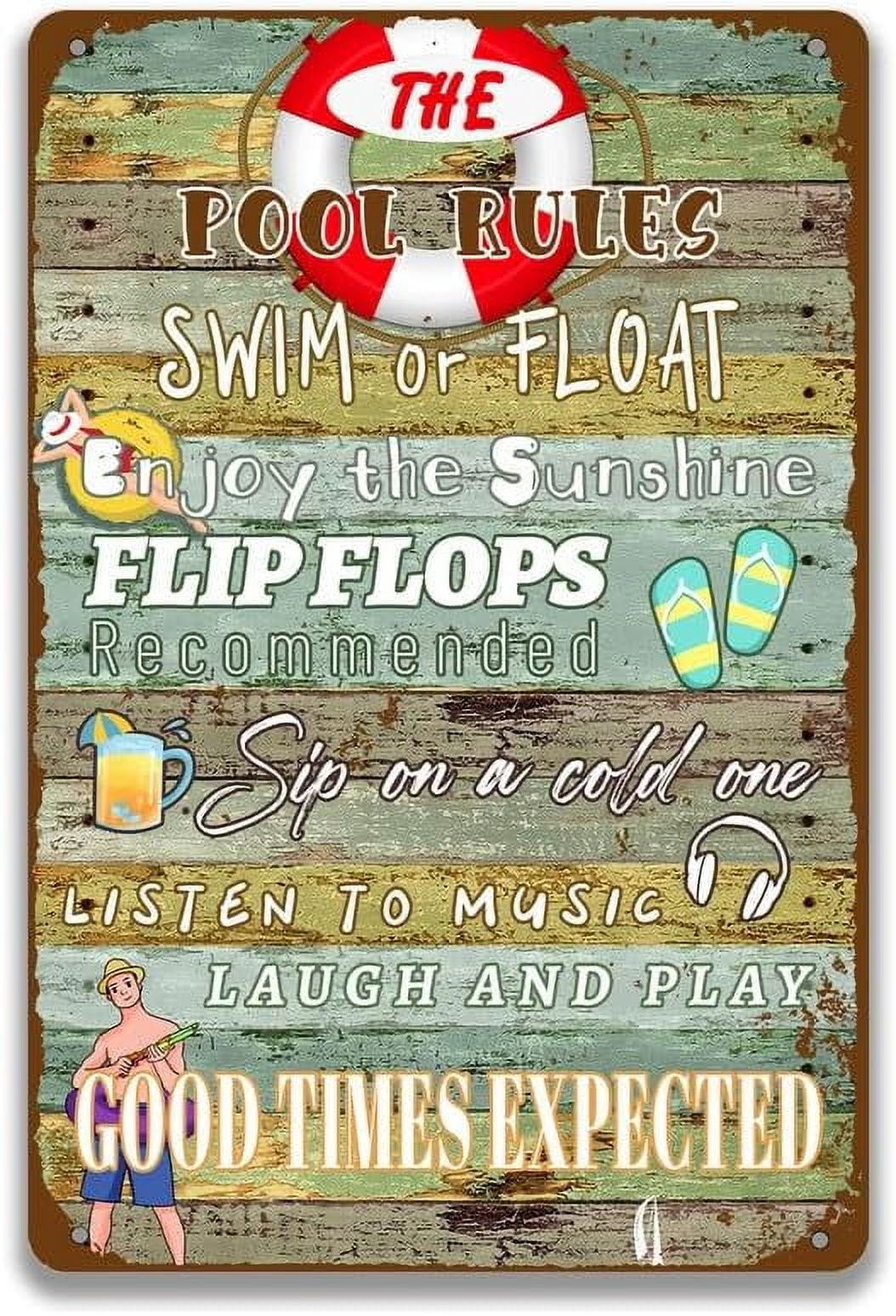Pool Rules Tin Sign Swimming Pool Sign Decorations for Pool Patio ...