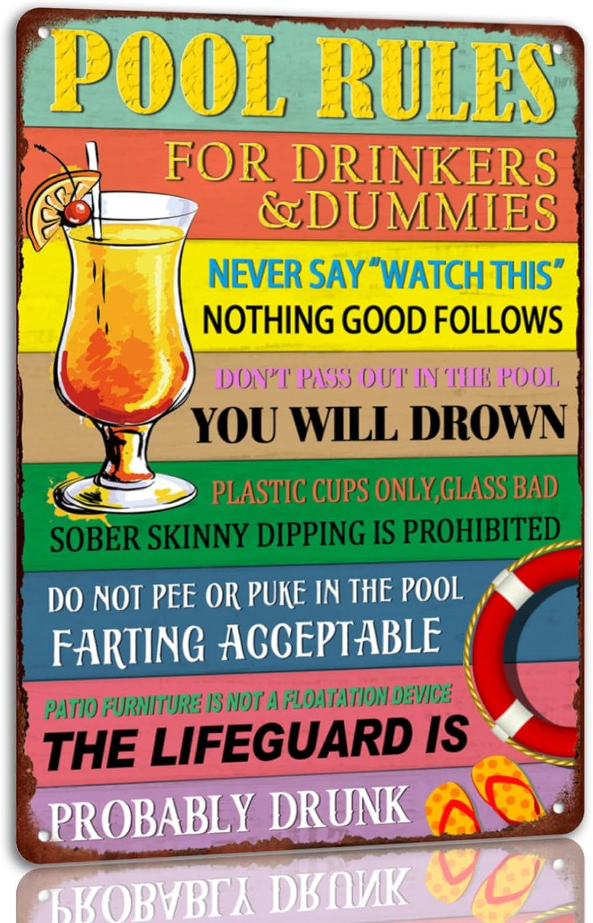 Pool Rules Tin Sign Vintage Swimming Pool Metal Signs Funny Wall Decor For Patio Swimming Pool ...
