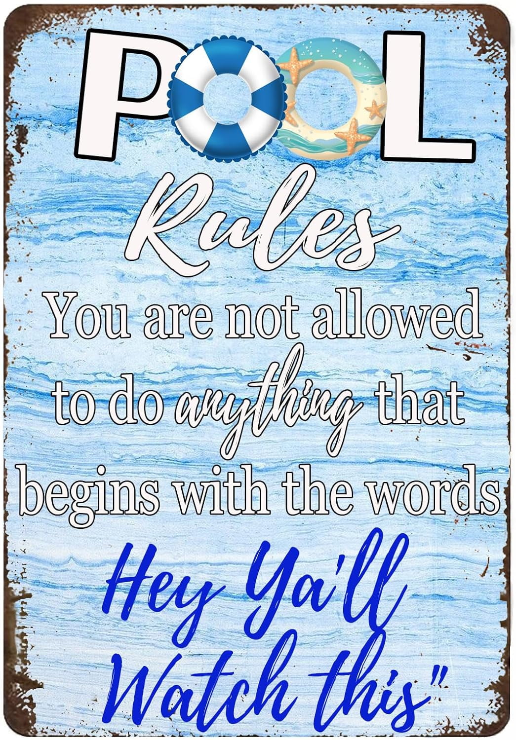 Pool Rules Vintage Metal Sign,Swim or Float Soak Up The Sun Warning Tin ...