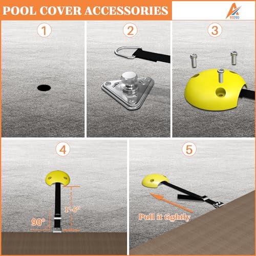 Pool Safety Cover Kit, Adjustable with Kit for Universal Inground Pool ...