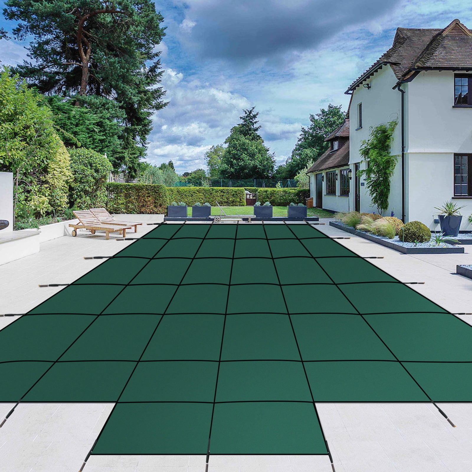 Pool Safety Inground Pool Cover 18ft x 34ft w/4 * 8FT Step, w/Pool ...