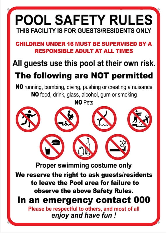 Pool Safety Rules Sign 12”X8” Metal Signs Aluminum Sign Pre-Drilled ...