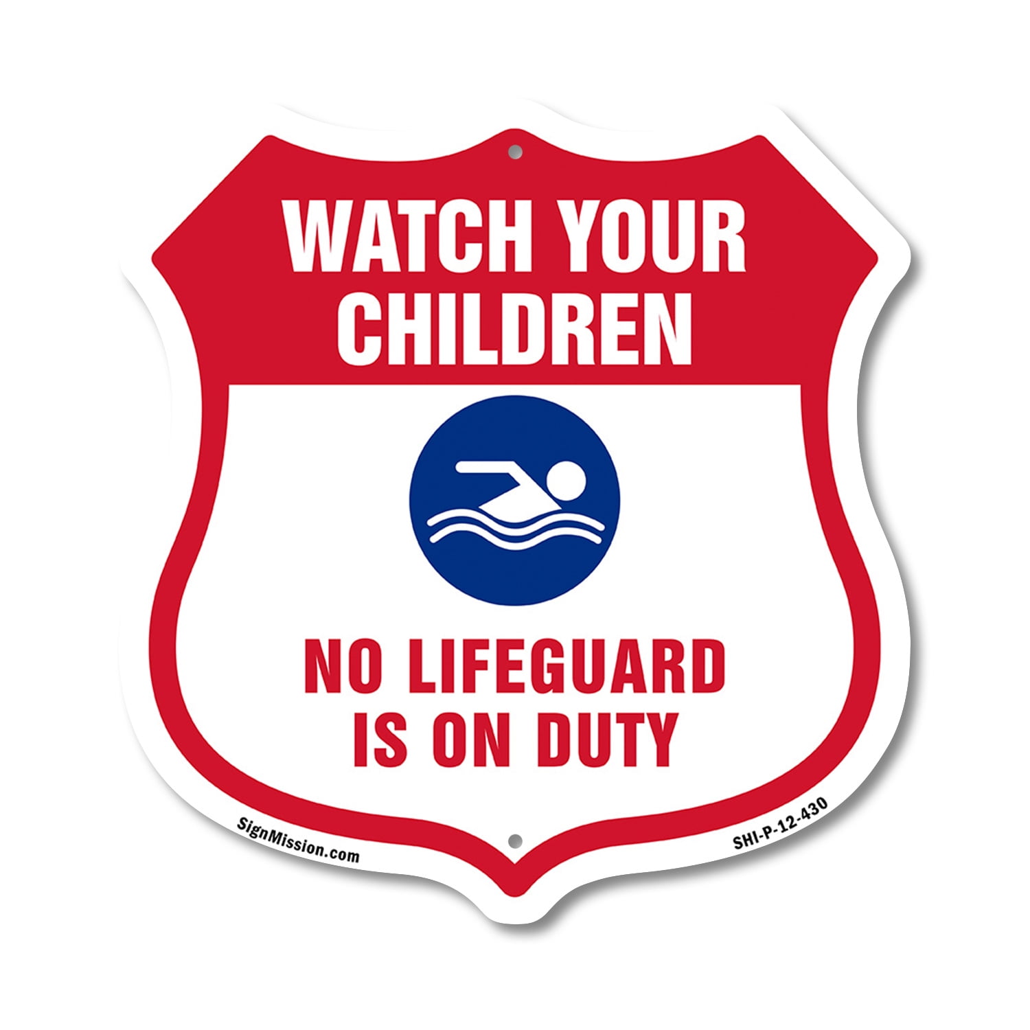 Pool Safety Shield Sign Attention Watch Your Children No Lifeguard On ...