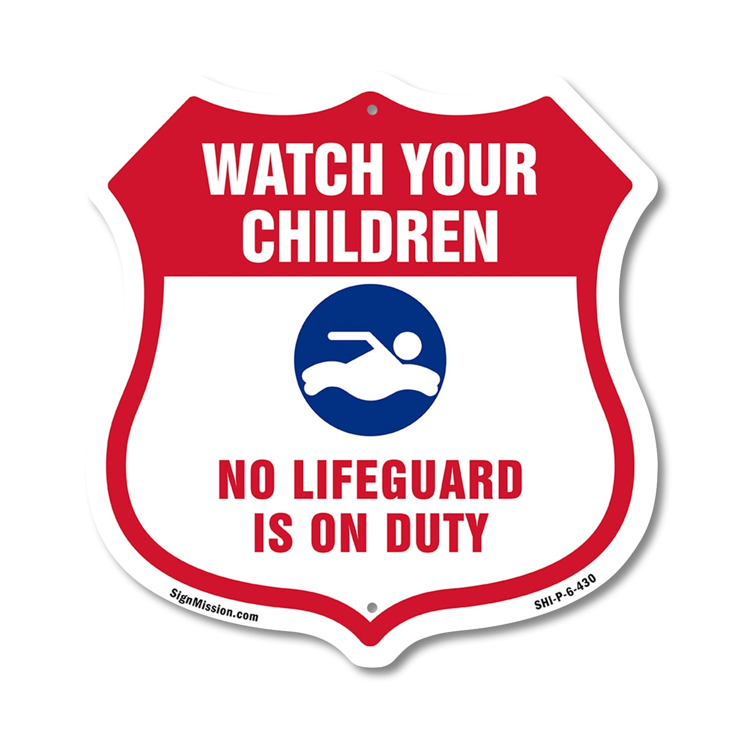 Pool Safety Shield Sign Attention Watch Your Children No Lifeguard On ...