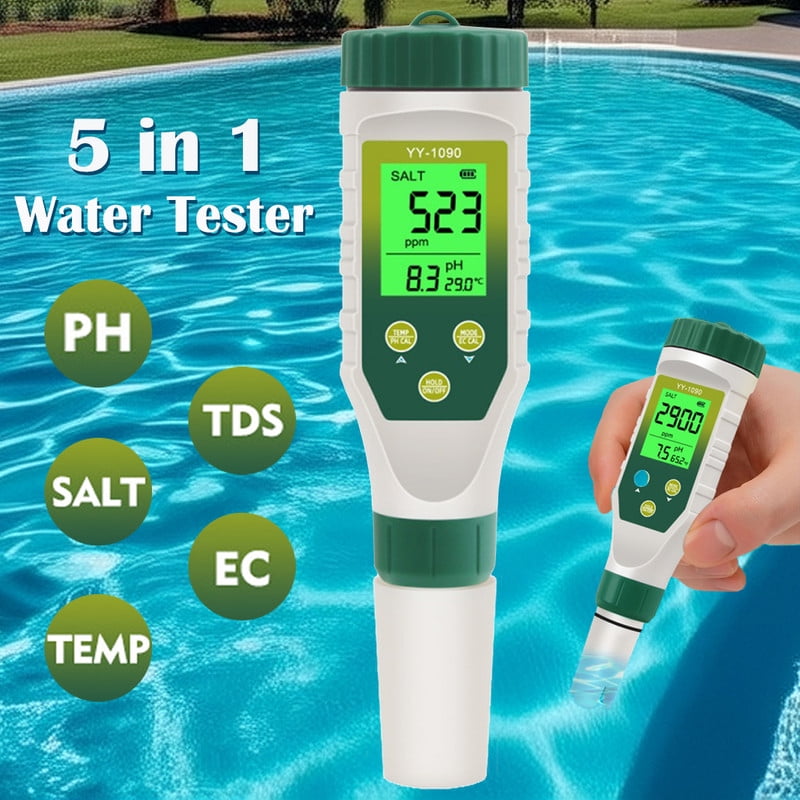Pool Salt Tester, Water Tester 5 in 1 TDS EC Salinity Water Temperature ...
