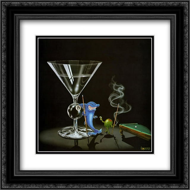 Pool Shark 2x Matted 16x16 Black Ornate Framed Art Print by Michael ...
