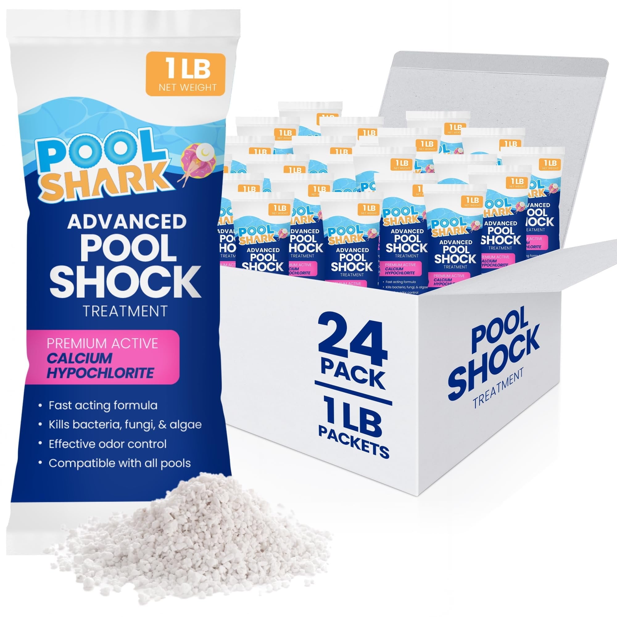 Pool Shark 68% Calcium Hypochlorite Pool Shock for Swimming Pools - 24 ...