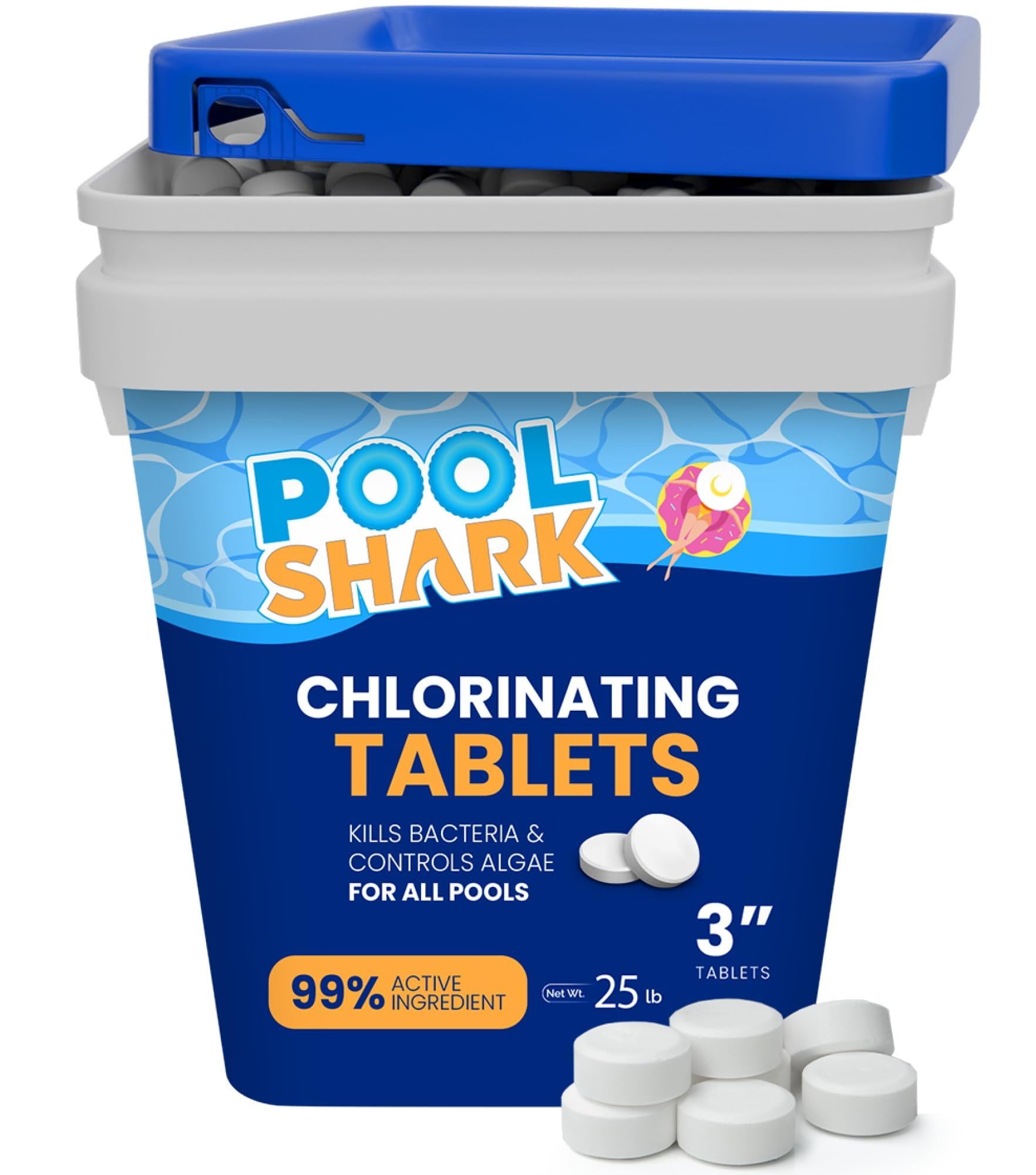 Pool Shark Swimming Pool Chlorine Tablets - 3-Inch Chlorine Tablets ...