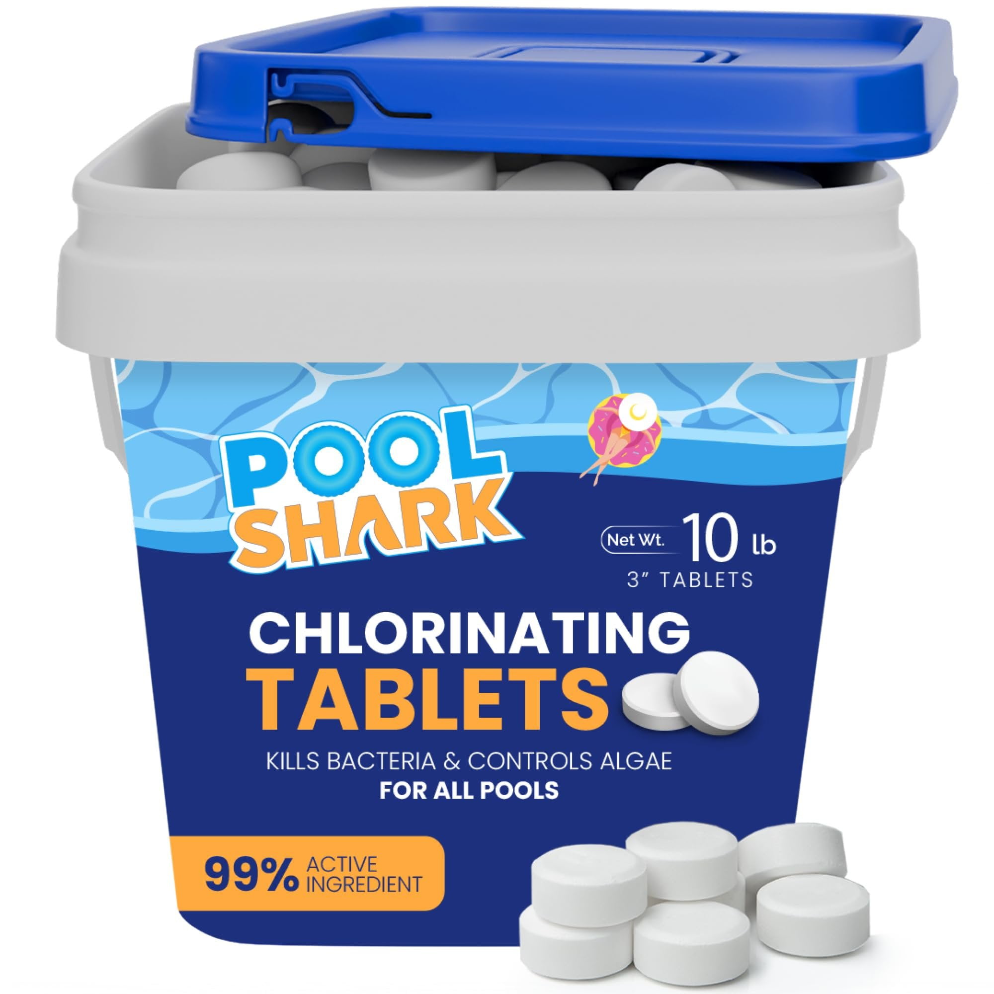 Pool Shark Swimming Pool Chlorine Tablets - 3-Inch Chlorine Tablets ...