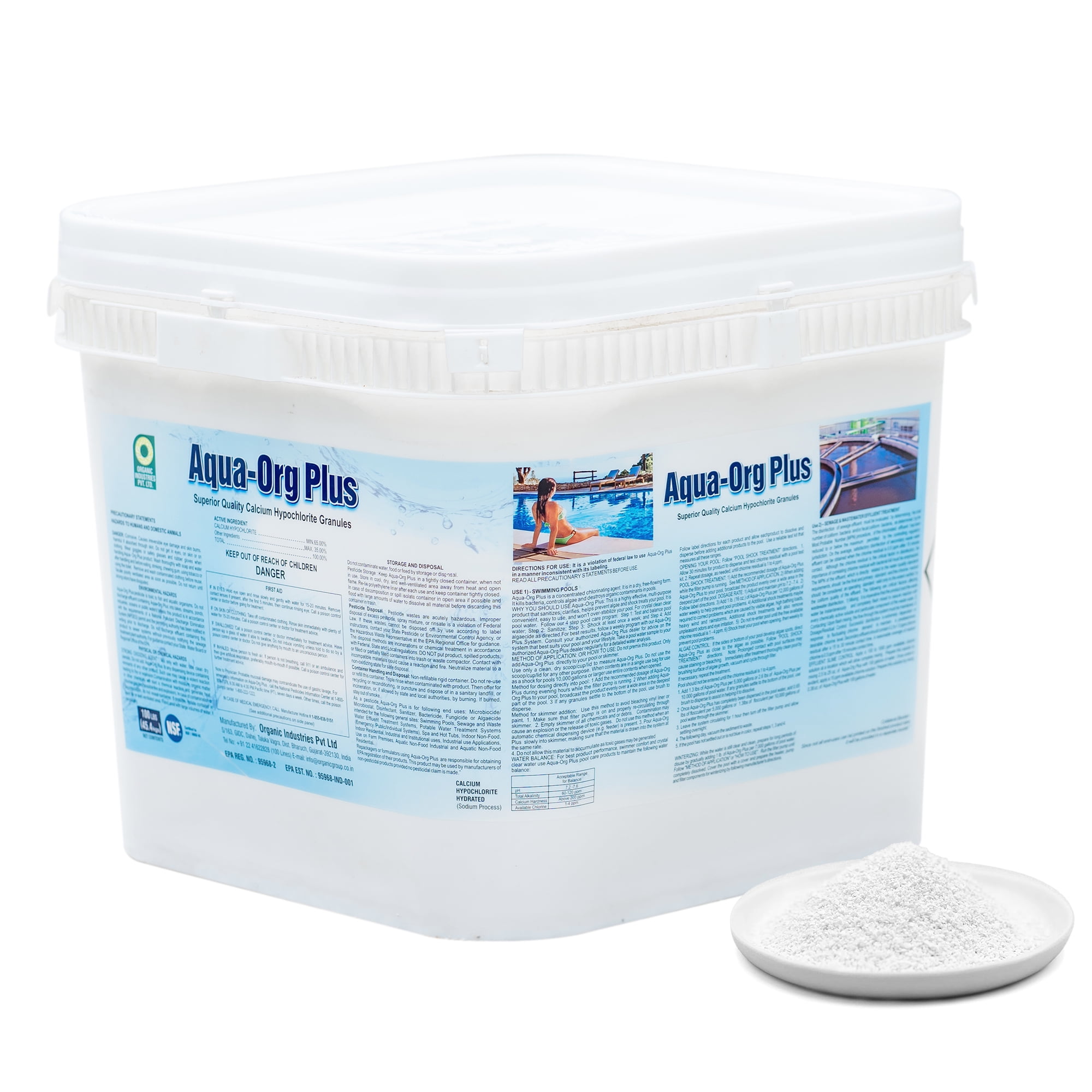 AQUA-ORG PLUS Calcium Hypochlorite Pool Shock - Spa Algae Treatment and ...