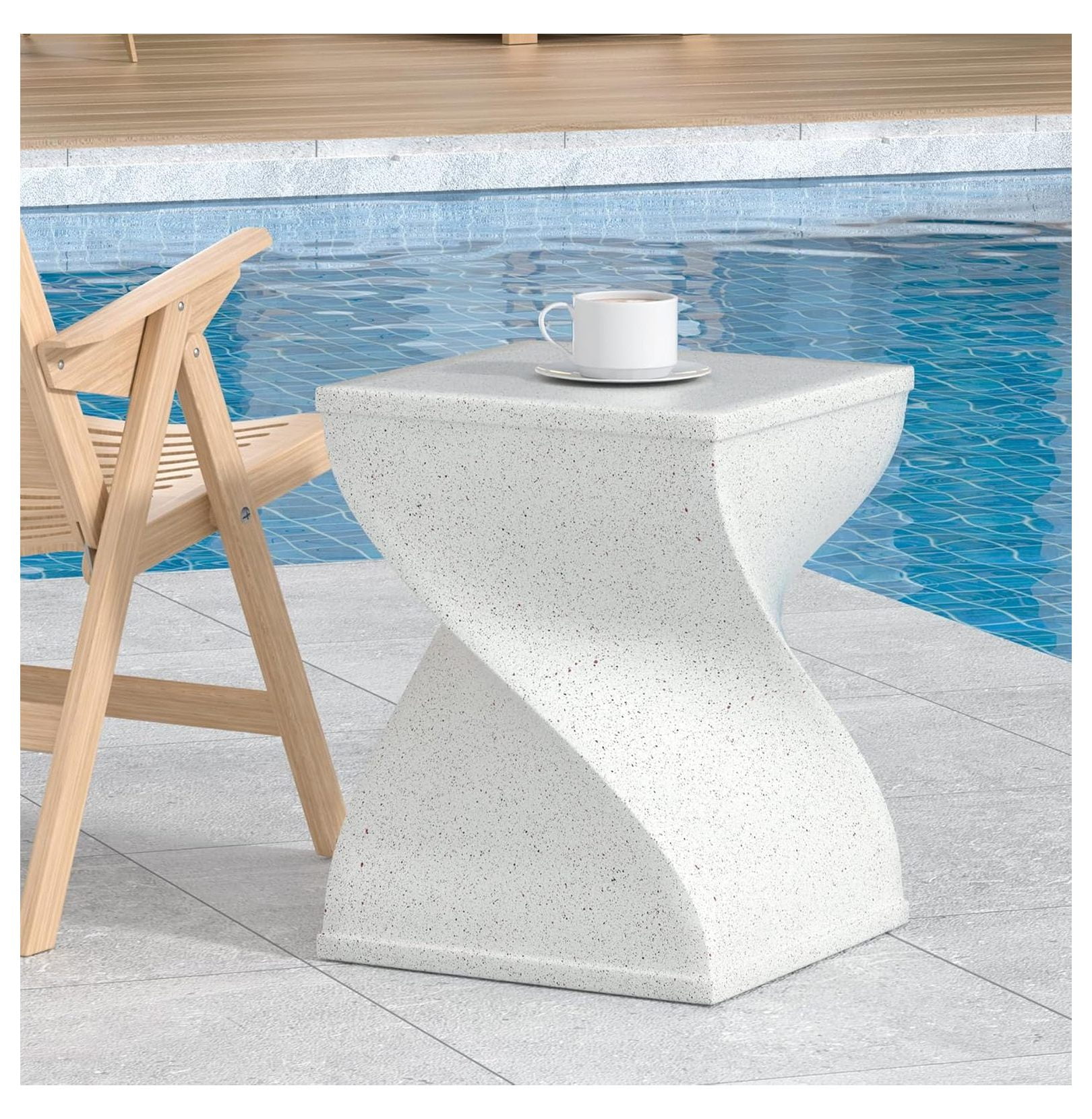 Pool Side Table，Outdoor Side Table, Concrete End Table, Round Accent ...