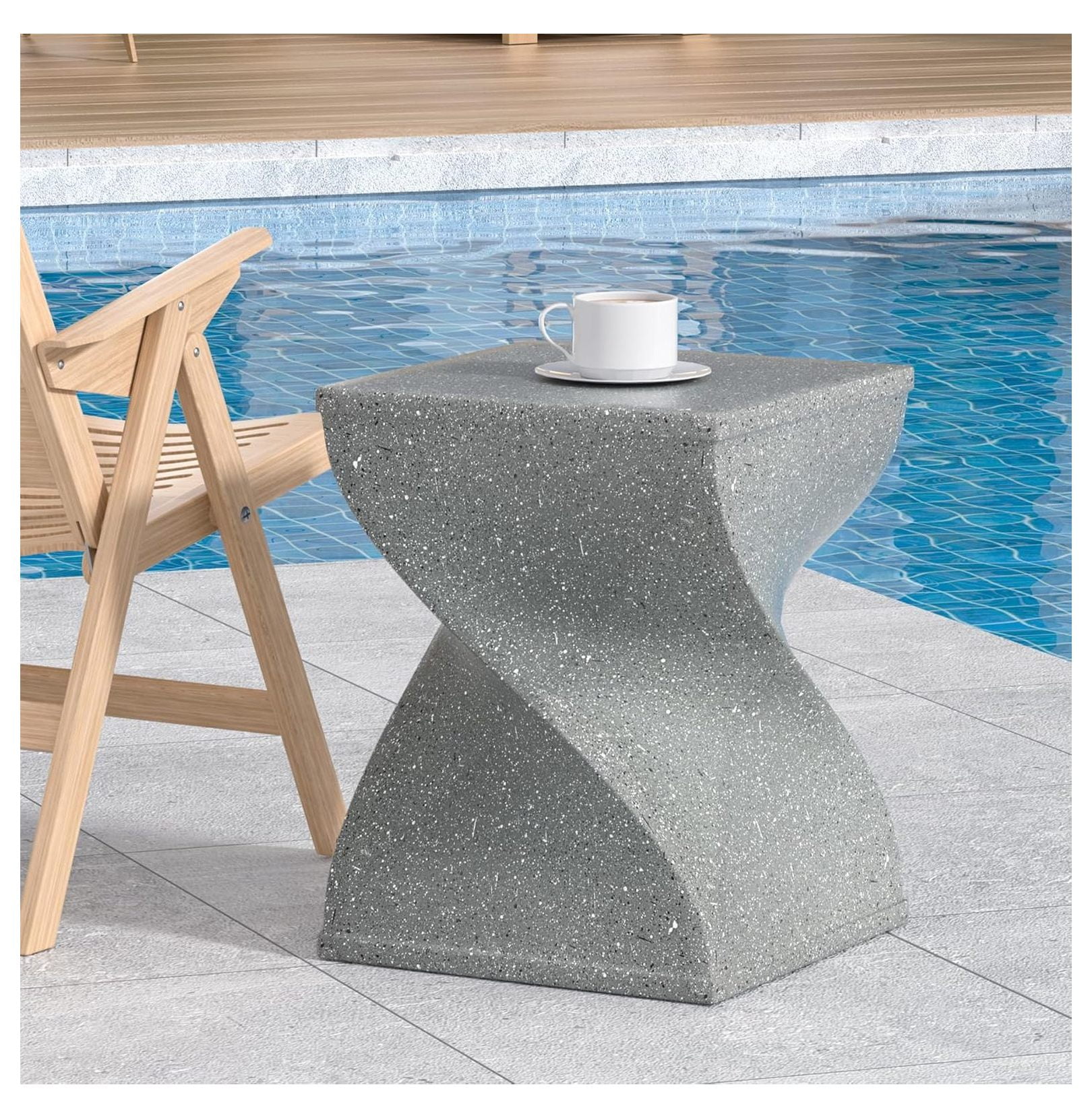 Pool Side Table，Outdoor Side Table, Concrete End Table, Round Accent ...
