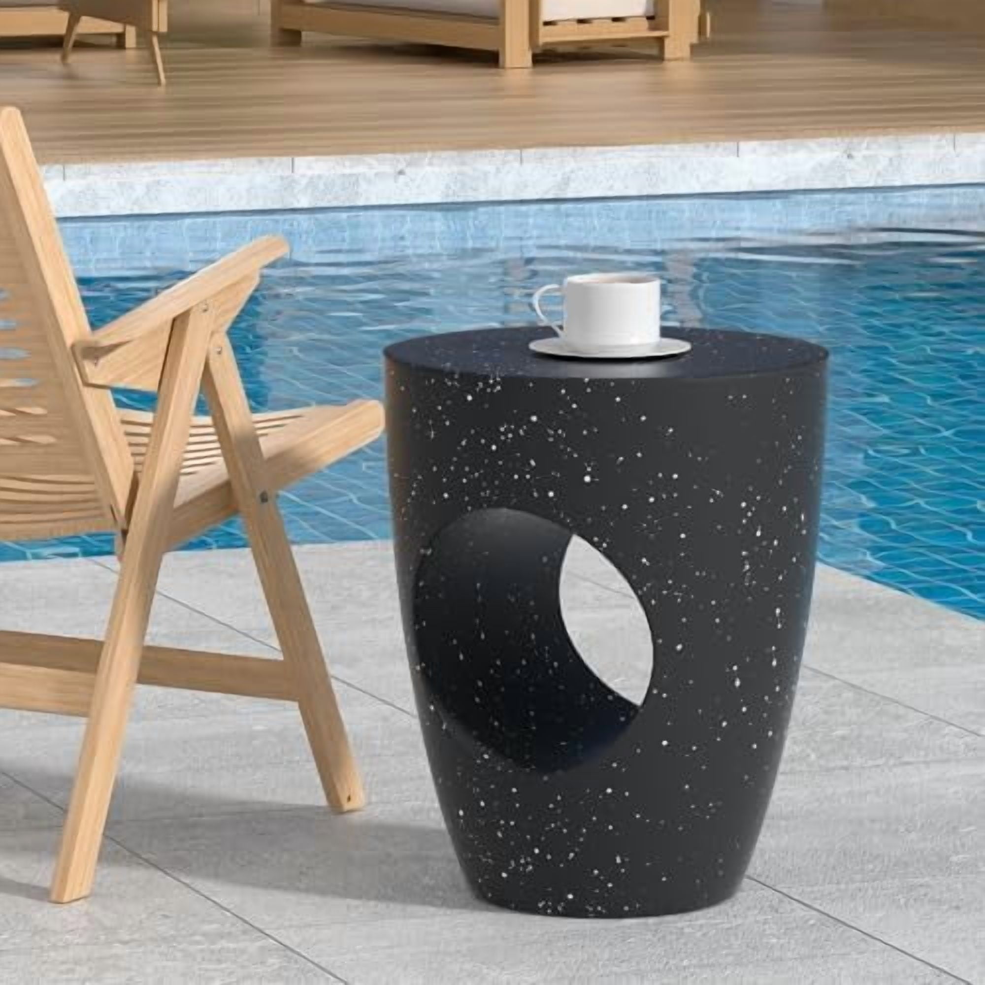 Pool Side Table，Outdoor Side Table, Concrete End Table, Round Accent ...
