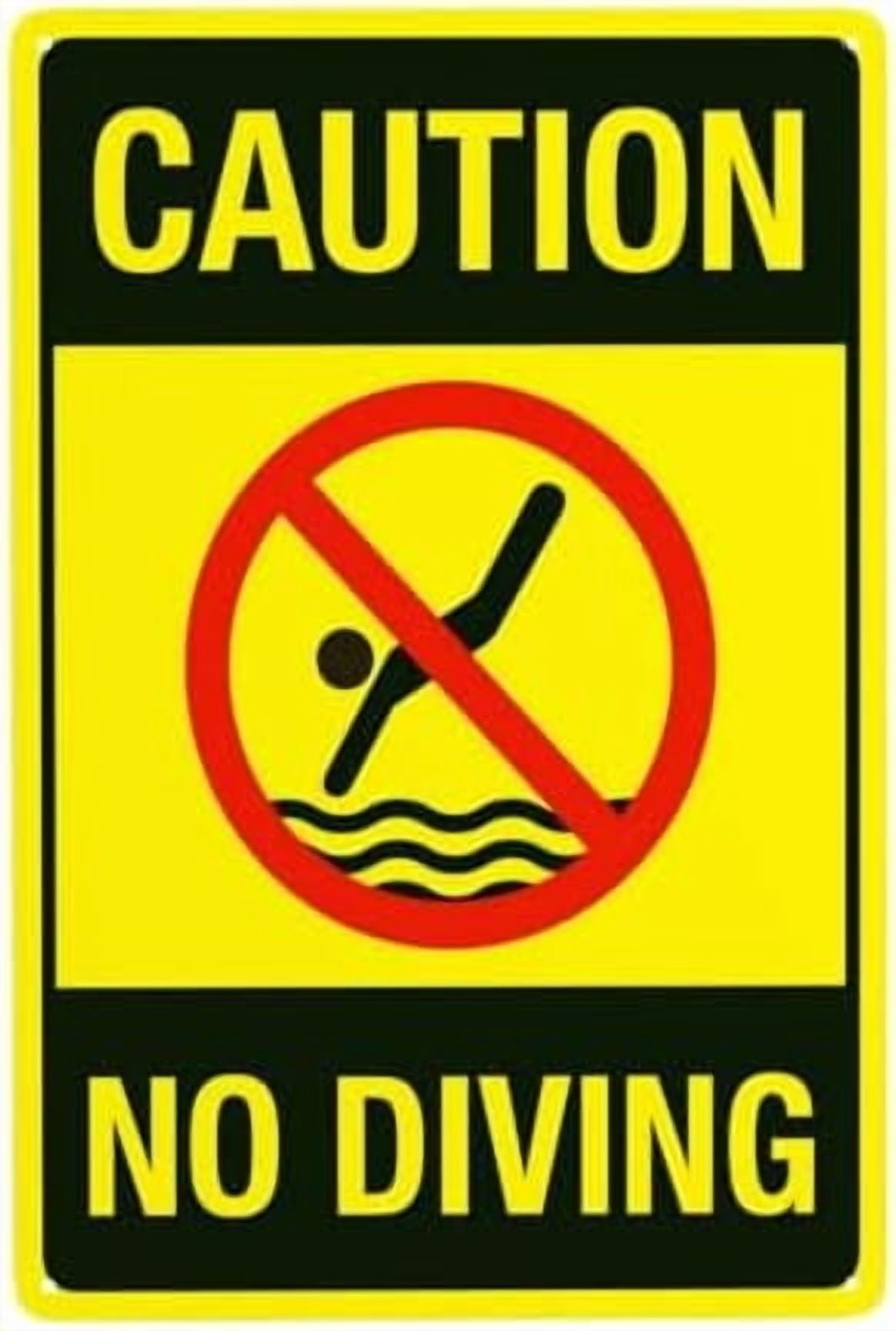 Pool Sign, Caution No Diving Warning Sign, Pool Rules Security Metal ...
