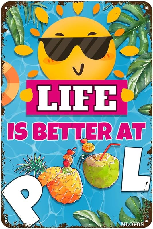 Pool Sign Life Is Better at The Pool Metal Pool Signs for Outside Funny ...