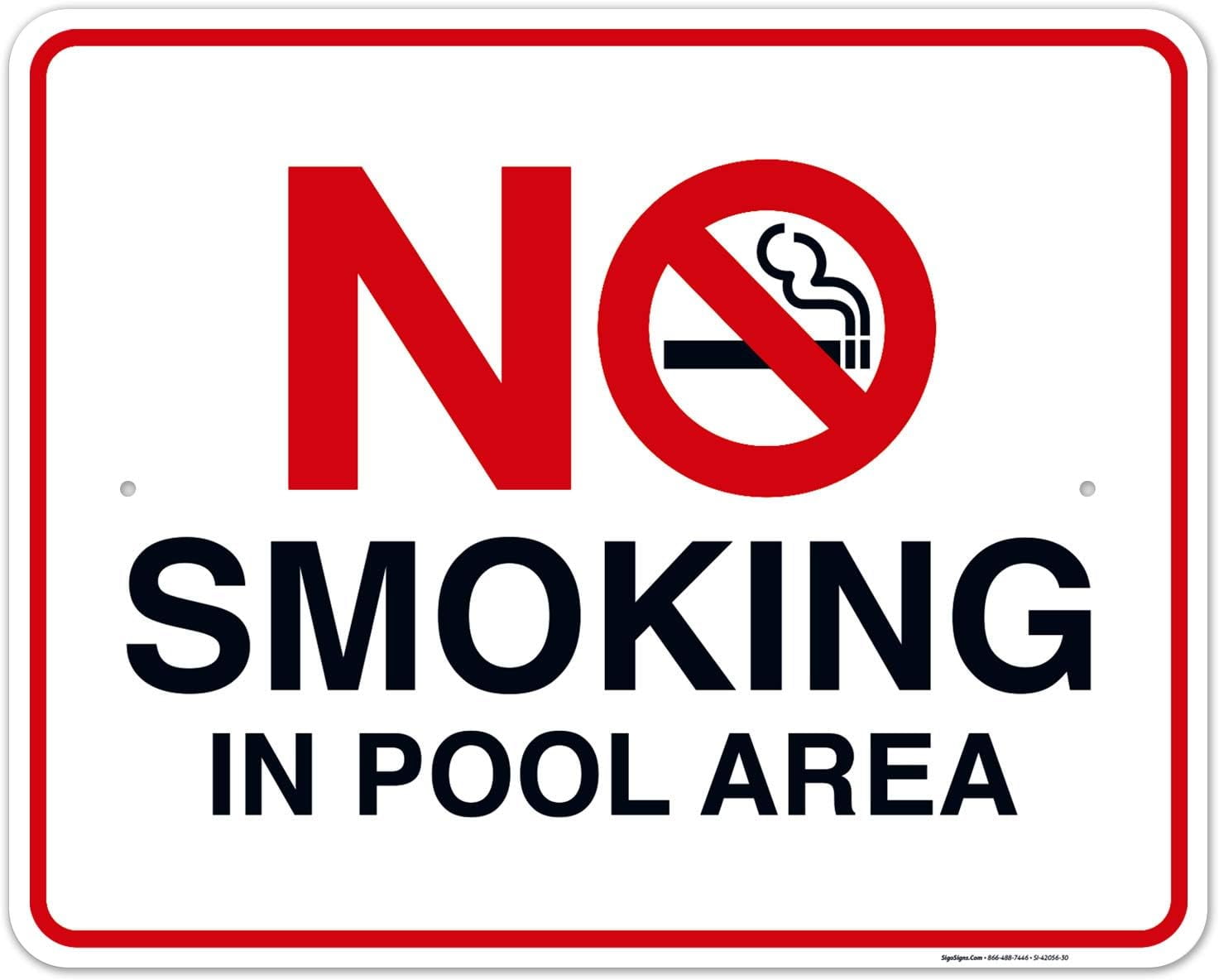 Pool Sign, No Smoking in Pool Area Sign, 24x30 Inches, Rust Free .063 ...