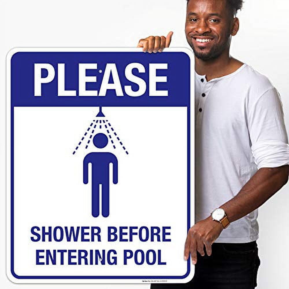 Pool Sign, Please Shower Before Entering Pool Sign, 24x30 Inches, Rust ...