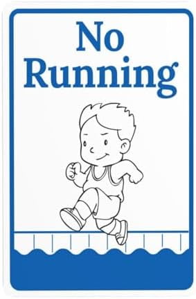 Pool Sign No Running With Drawing Warning Sign, Pool Security Metal ...