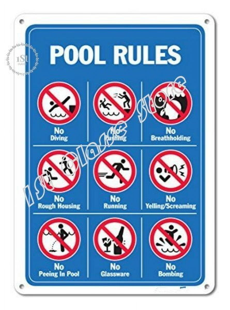 Pool Signs - Pool Rules Sign With Graphics- Sign Metal Signs Vintage ...