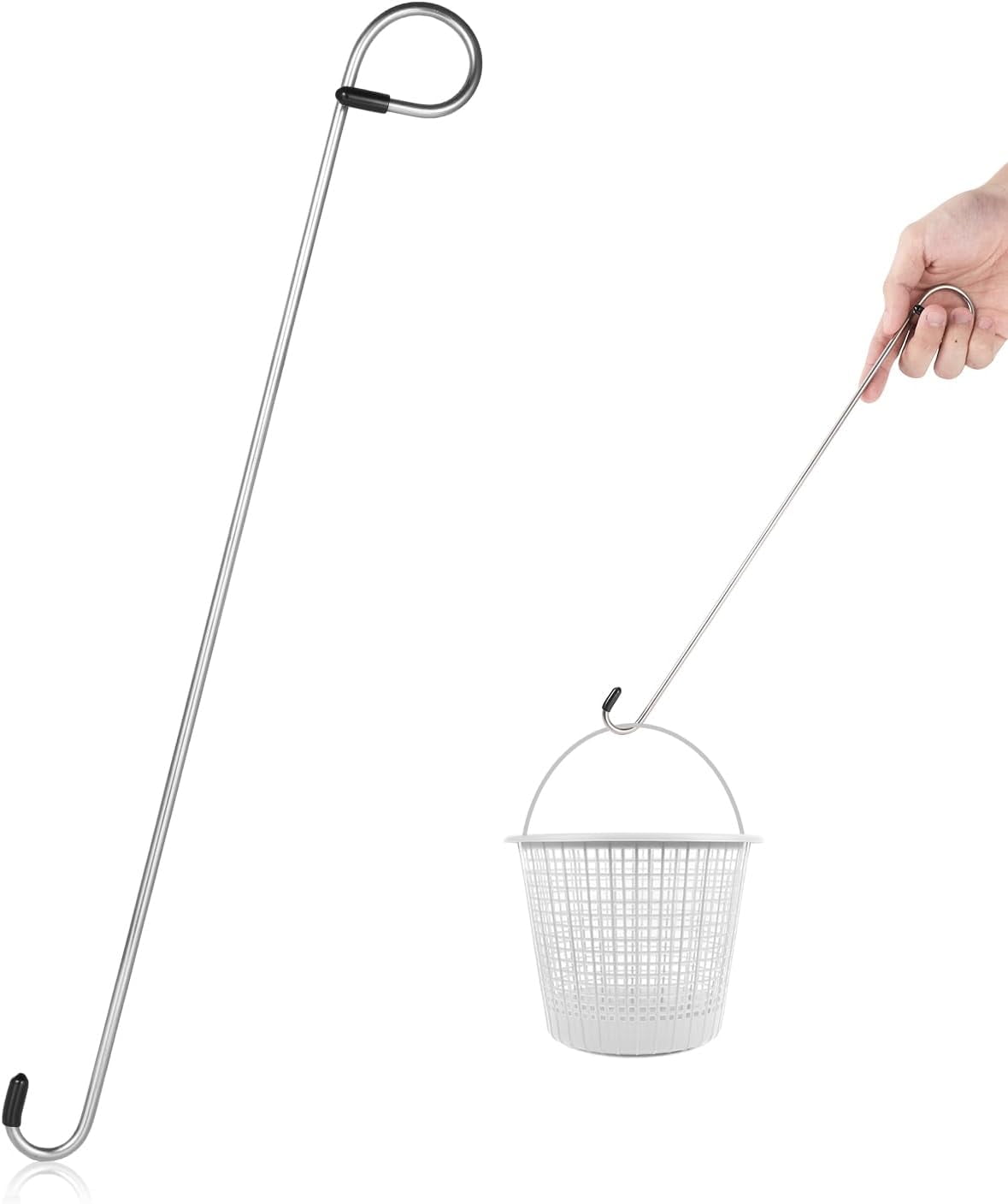 Pool Skimmer Basket Hook Tool, 14 Inch Long Stainless Steel Skimmer ...