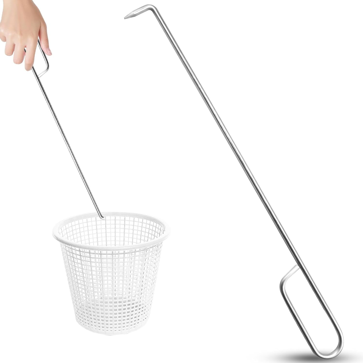 Pool Skimmer Basket Hook Tool, Stainless Steel Pool Skimmer Hook ...