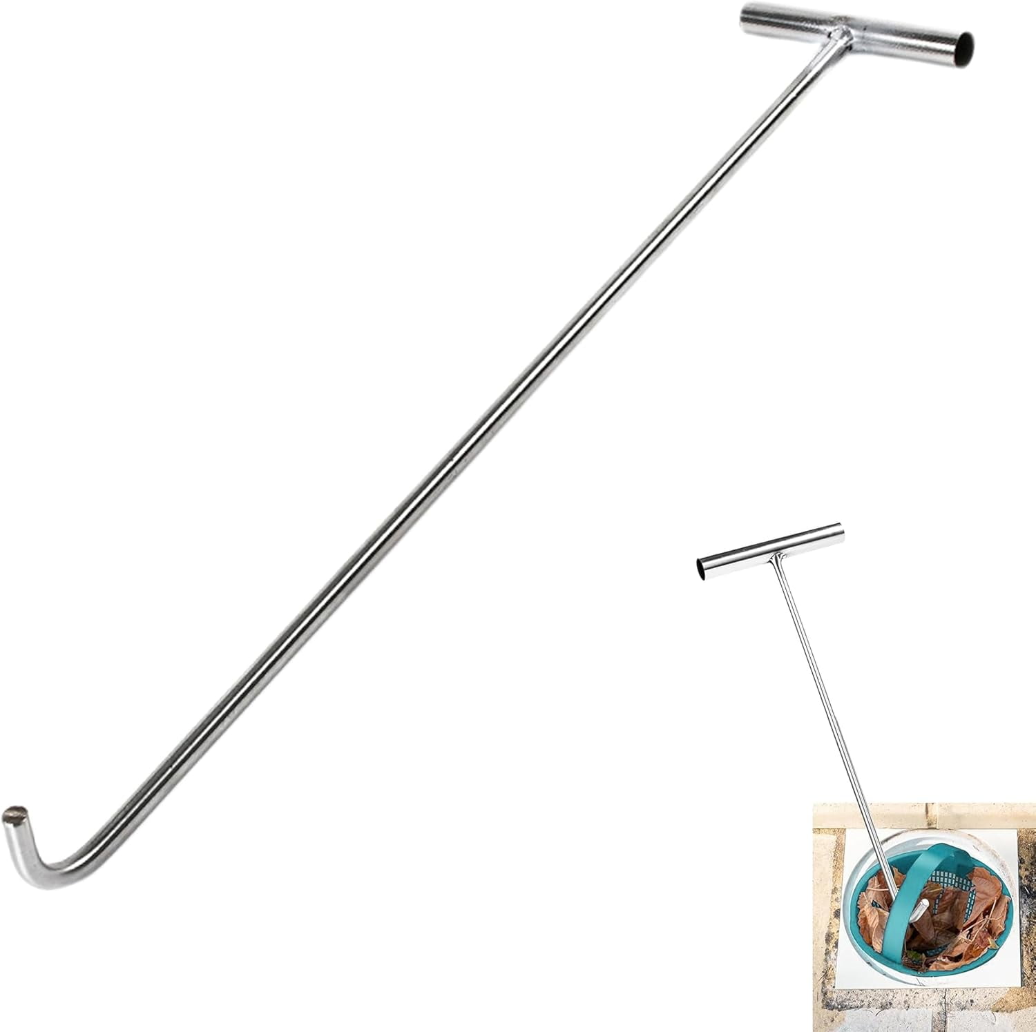 Pool Skimmer Basket Hook Tool: Stainless Steel Pool Skimmer Basket ...