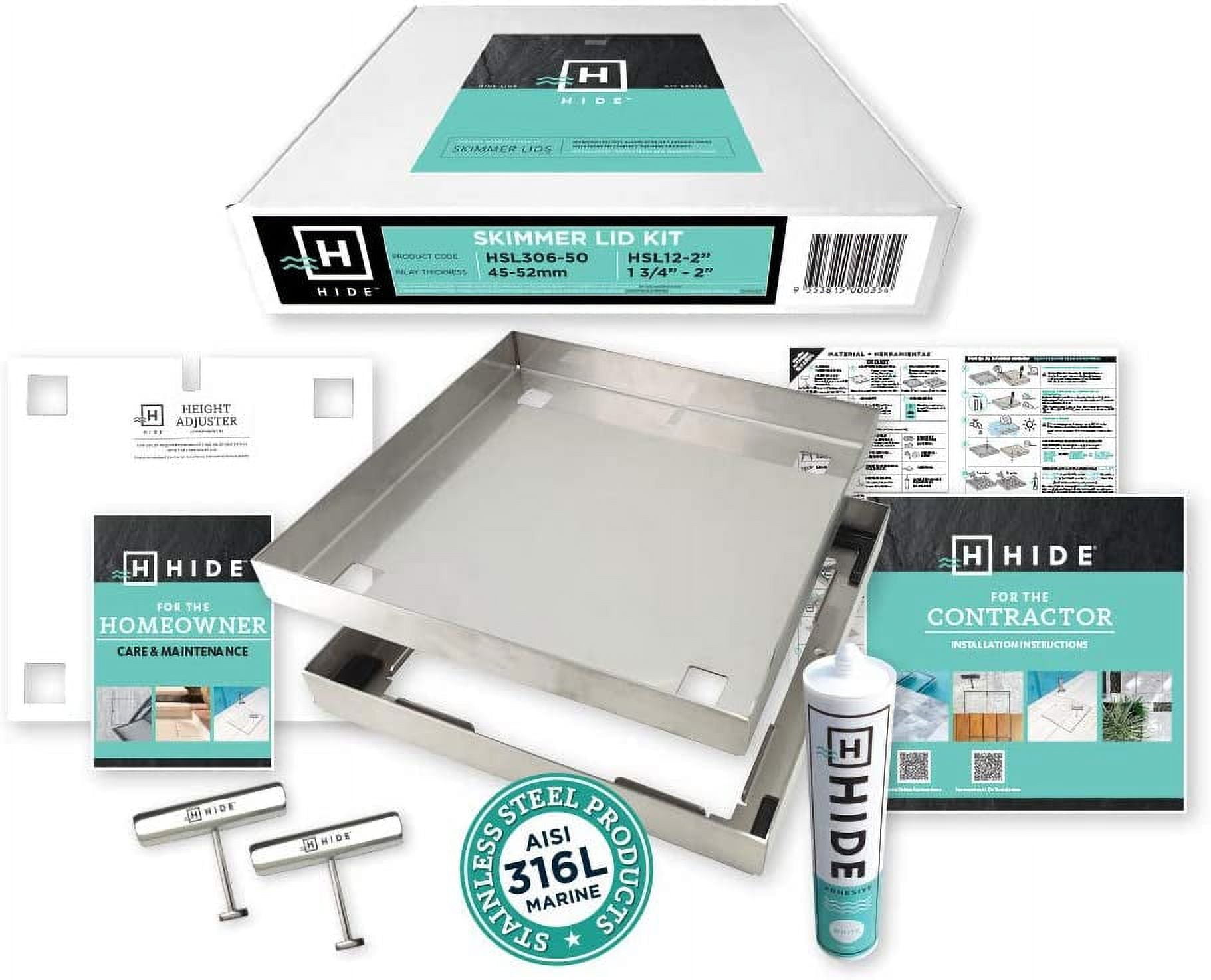 Pool Skimmer Cover Kit - 12" Luxury Hidden Skimmer Lid (1.2" Inlay ...