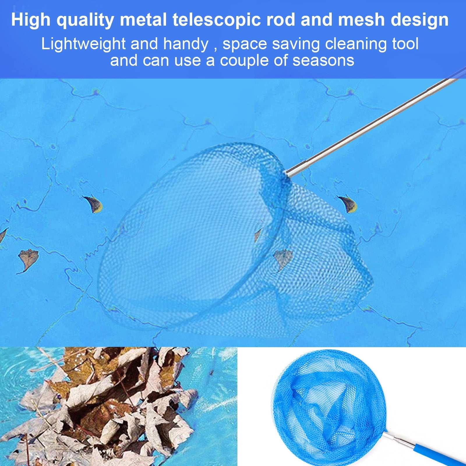 Pool Skimmer Fishing Net Pond Leaf Catcher Stainless Steel Rod Easy ...