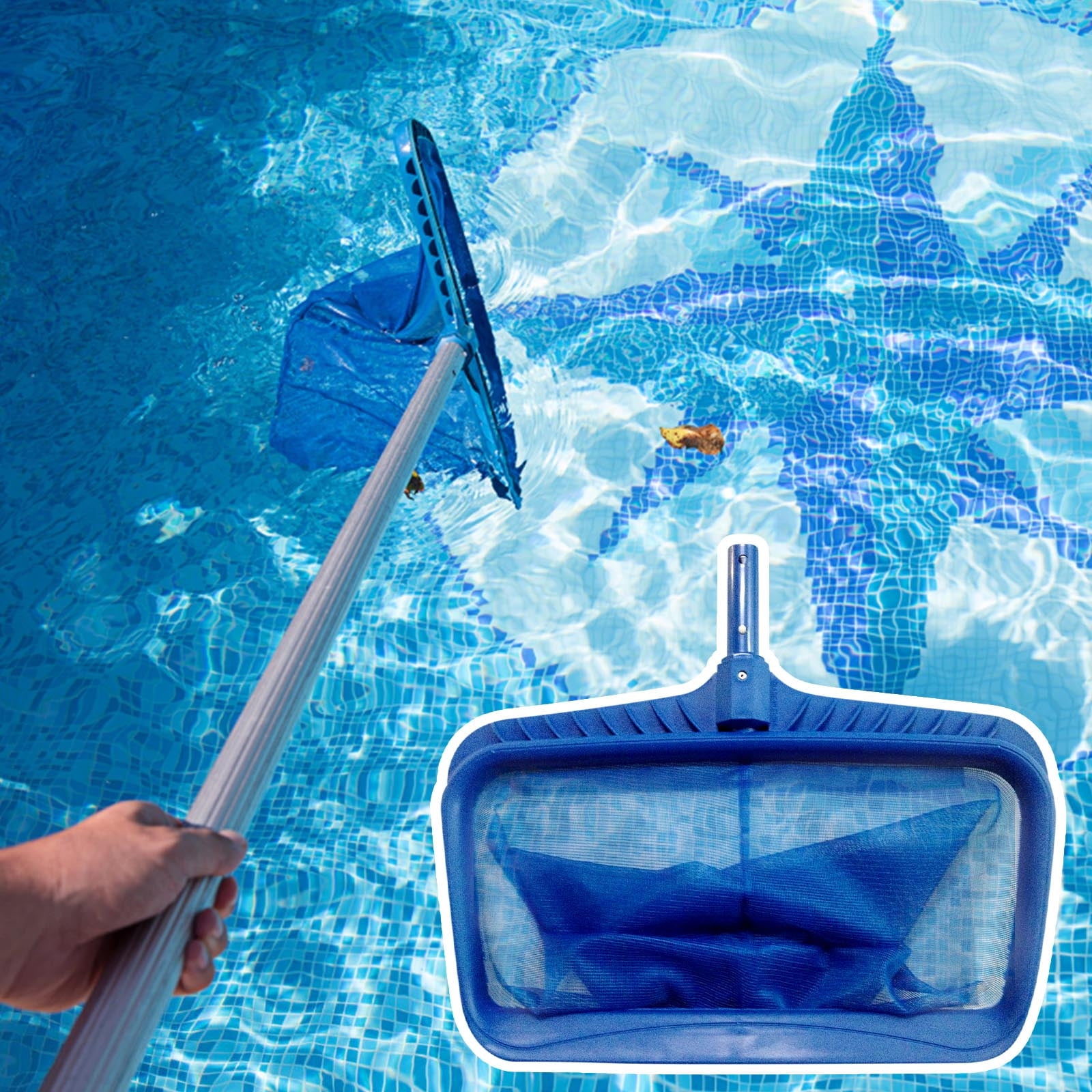 Pool Skimmer Net, Heavy Duty Leaf Rake, 18'' Wide W Fine Mesh & Bag ...