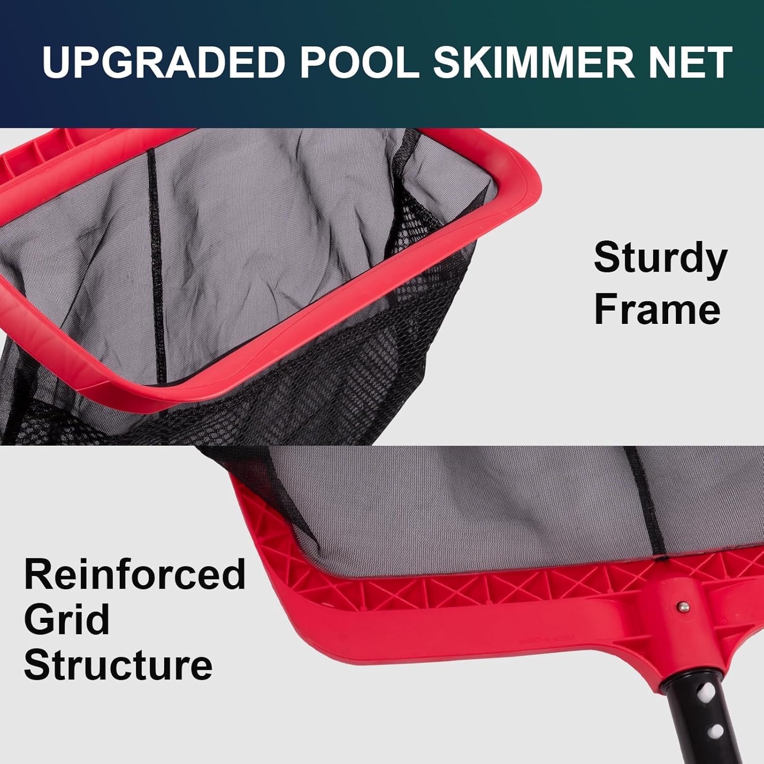 Pool Skimmer Net, Upgraded Pool Net Skimmer with Double-Layer Netting ...