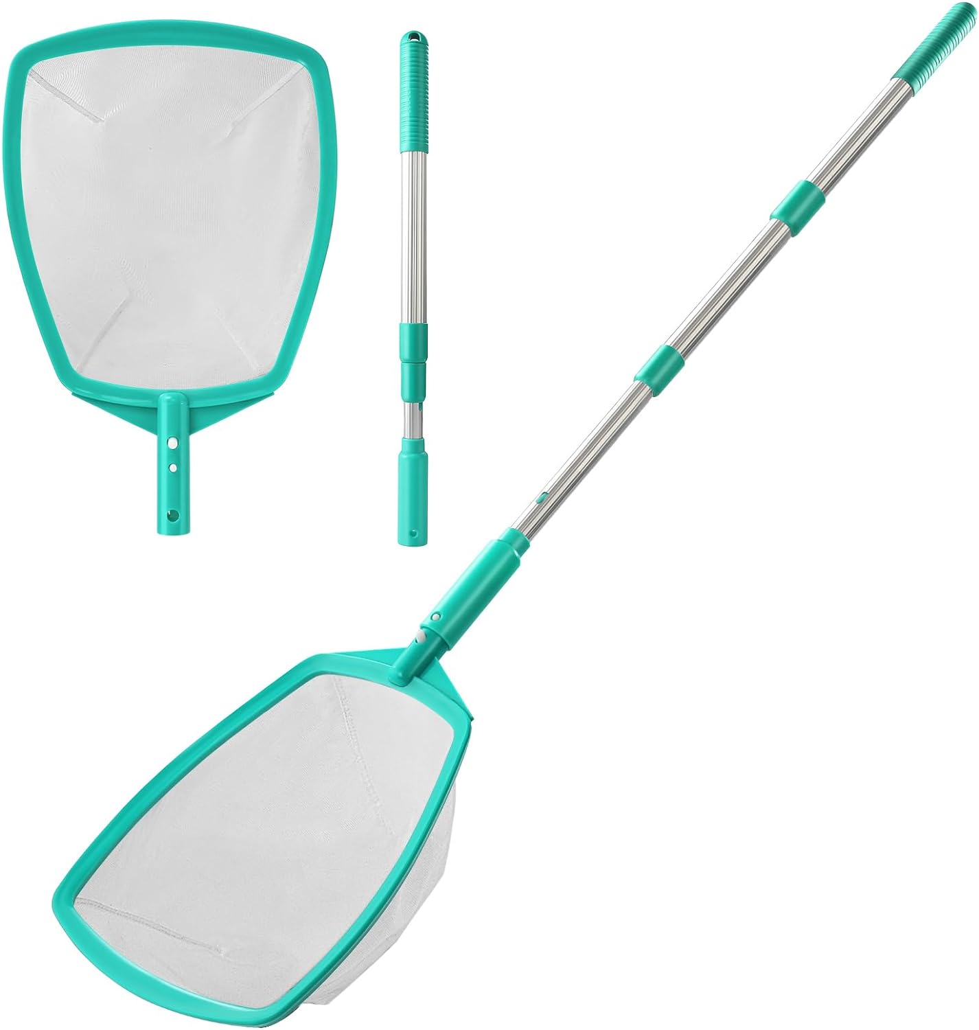 Pool Skimmer - Pool Net with 3 Section Pole, 48 inch Pool Skimmer Net ...