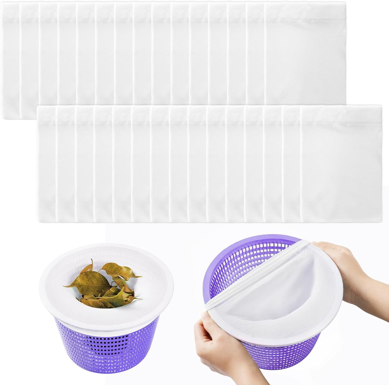 Pool Skimmer Socks - 20 -Pack of Pool Socks for Skimmer Basket ...