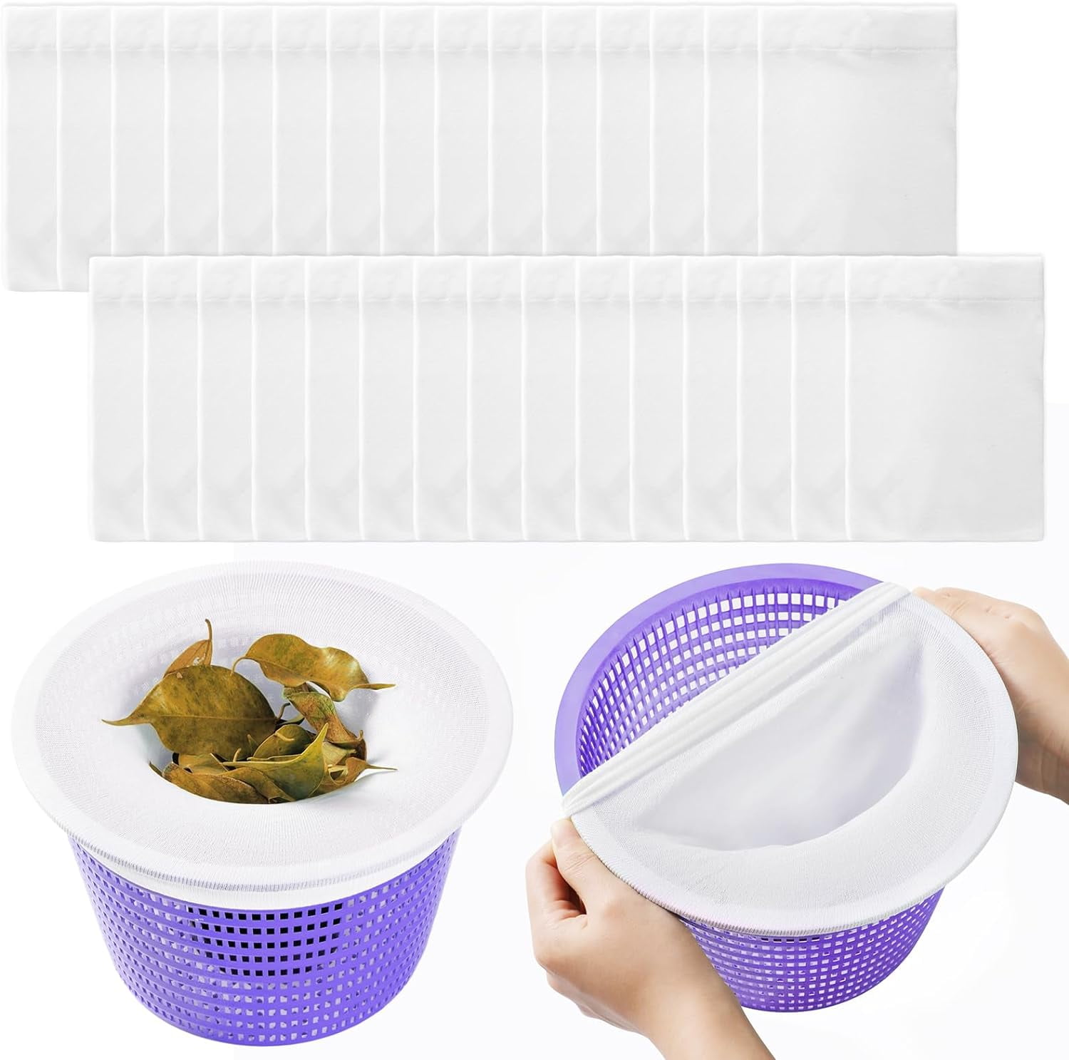 Pool Skimmer Socks - 30-Pack of Pool Socks for Skimmer Basket, Reusable ...