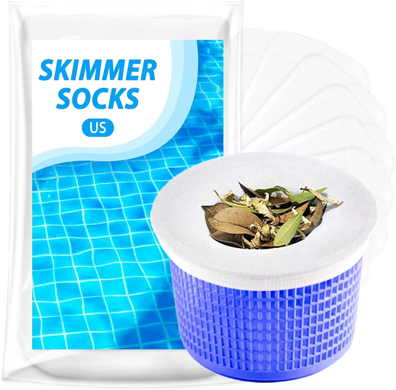 Pool Skimmer Socks, 60 Pack of Reusable Pool Filter Socks for Skimmer ...
