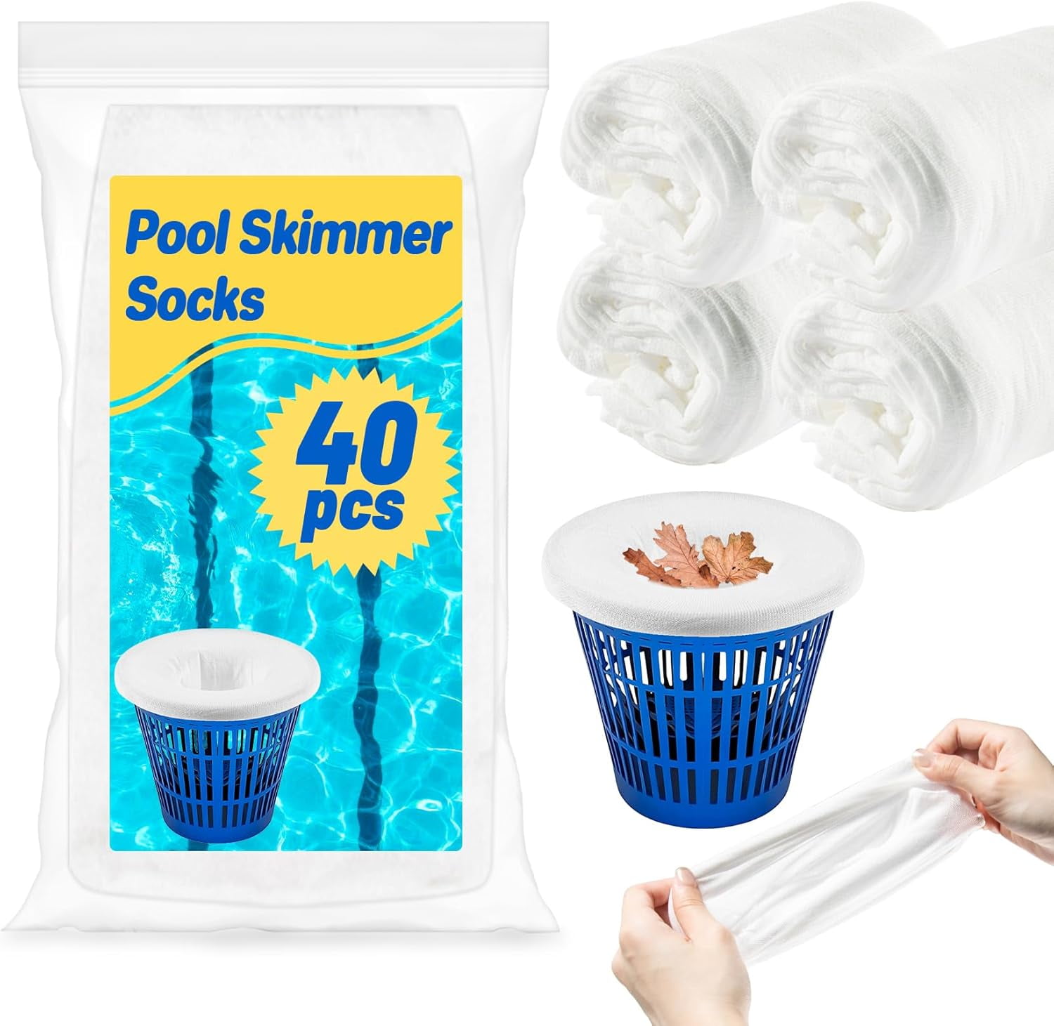 Pool Skimmer Socks Filte - 40PCS Pool Socks Skimmer Cleaning Filter ...