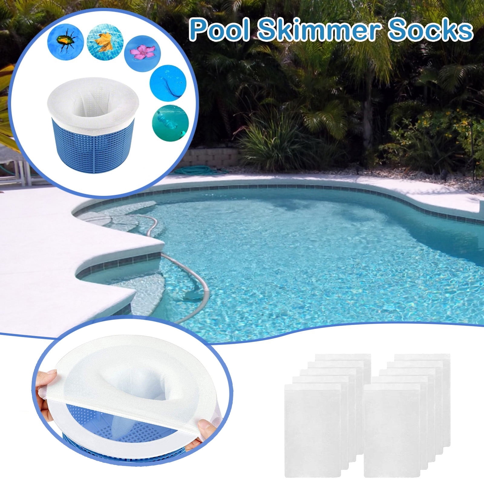 Pool Skimmer Socks for In-Ground Pools | 20 Pack | Ultrafine Nylon Mesh ...