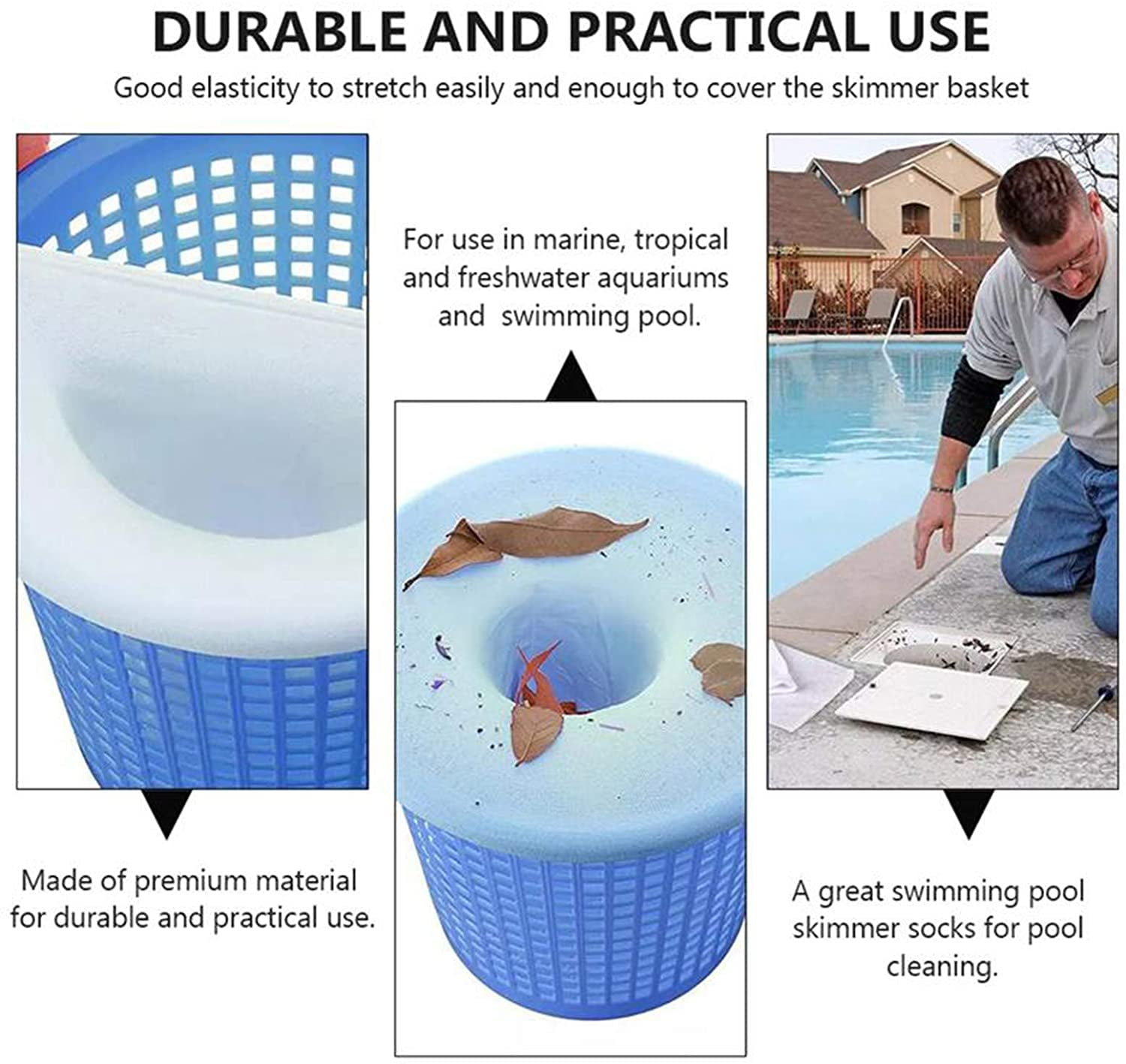 Pool Skimmer Socks Reusable Effective Pool Filter Basket Socks to Save ...