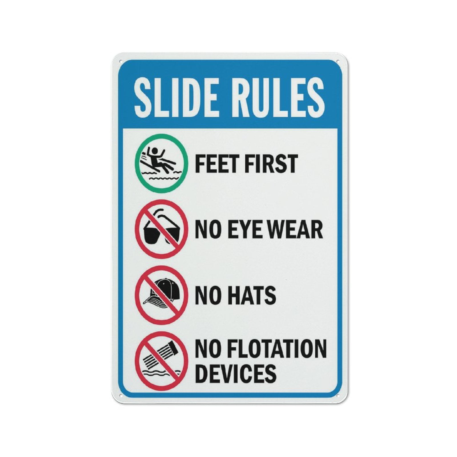 Pool Slide Rules Sign For Business 8"X12" Rust Free Aluminum Uv Printed ...