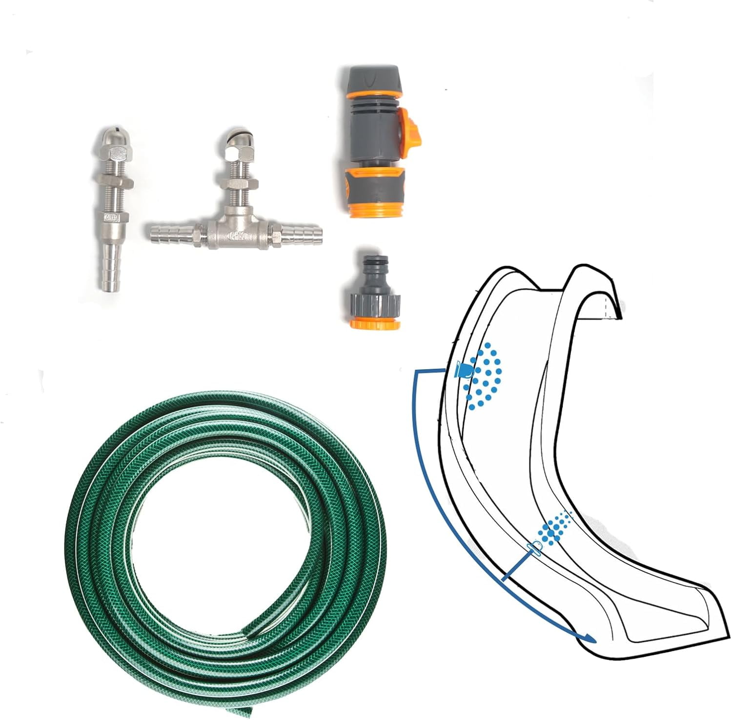 Pool Slide Spray Kit with Hose Adaptor, Swimming Pool Slide Replacement ...