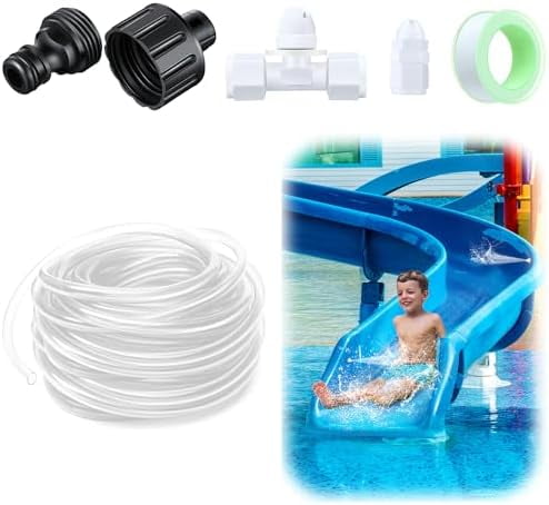 Pool Slide Water Tubing Kit, 19.7FT Pool Water Slide Tube with 2 Water ...