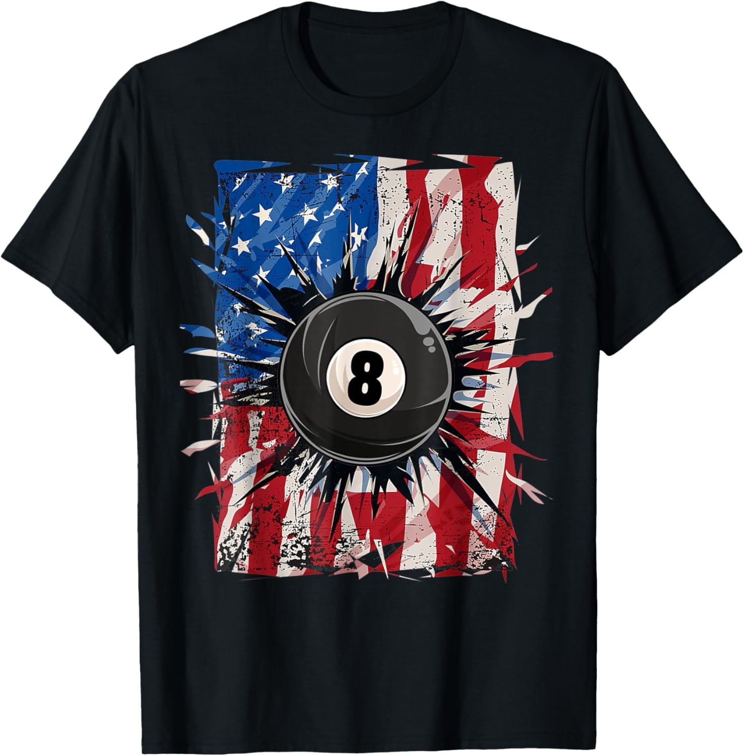Pool Snooker Billiards Player 8 Ball USA American Flag T-Shirt ...