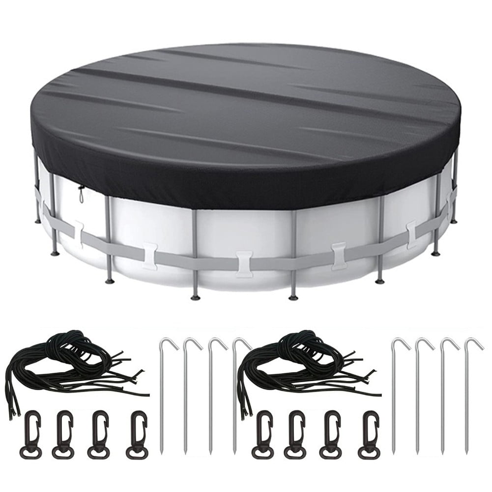 Pool Solar Cover 210D For Round 6 Sizes Black Oxford Cloth Heat ...