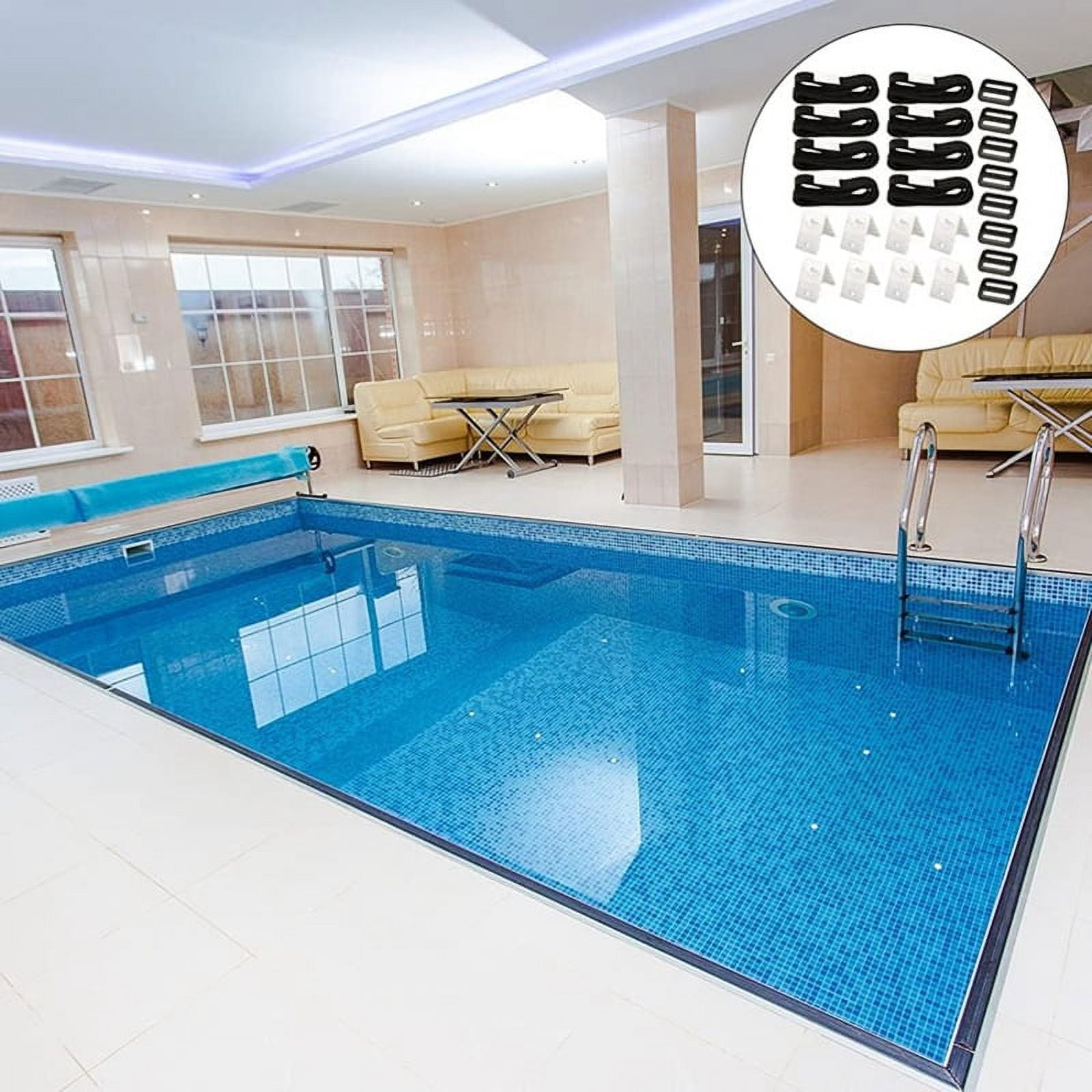 Pool Solar Cover Reel Attachment Straps Kit for in Ground Swimming Pool ...