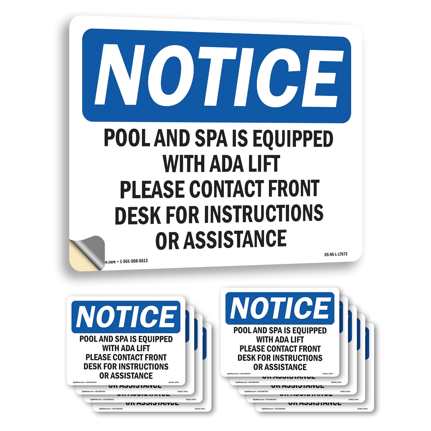 Pool & Spa Is Equipped With ADA Lift Please OSHA Notice Vinyl Decal ...