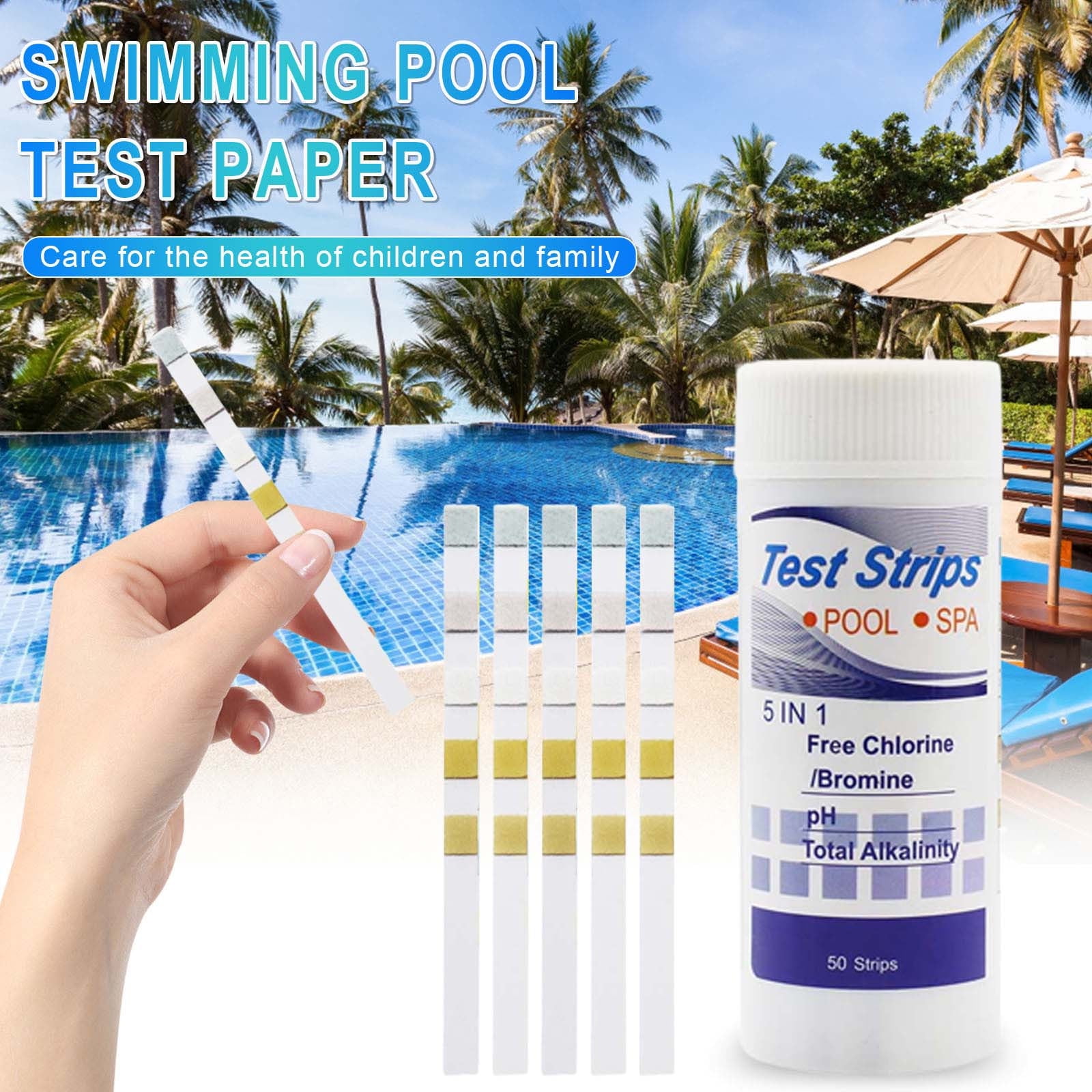 Pool and Spa Test Strips Kit 5-in-1 Water Quality Tester | 50 Accurate ...